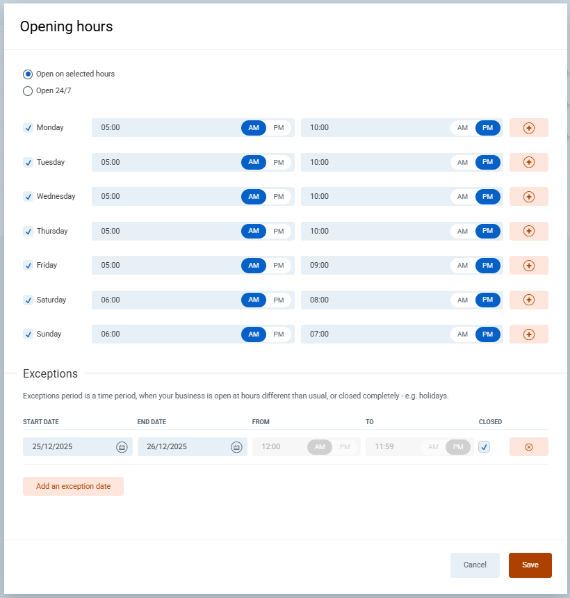 List of Clubs - Opening Hours - Overview – Perfect Gym Solutions S.A.